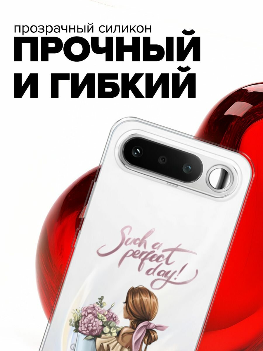 Силиконовый чехол на Realme 16 / Реалми 16 с принтом Девушка с букетом — фото 1