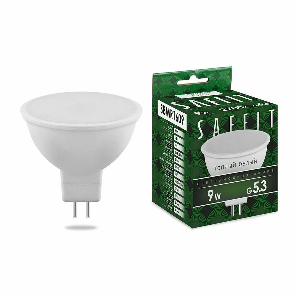 Лампа светодиодная SBMR1609 MR16 GU5.3 9W 230V 2700K SAFFIT 55084