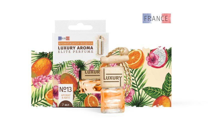 Освежитель - автопарфюм (ароматизатор) подвесной жидкий бочонок Luxury Aroma Elite Perfume №13 Mango Manga