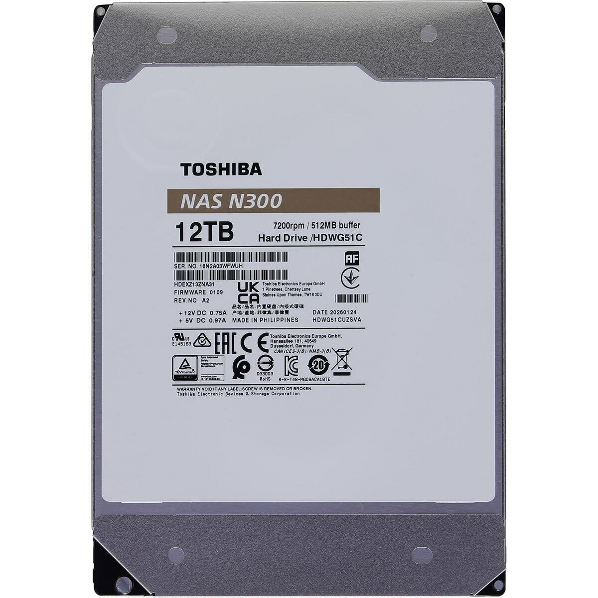 HDD 12 Tb SATA 6Gb/s Toshiba NAS N300 3.5"