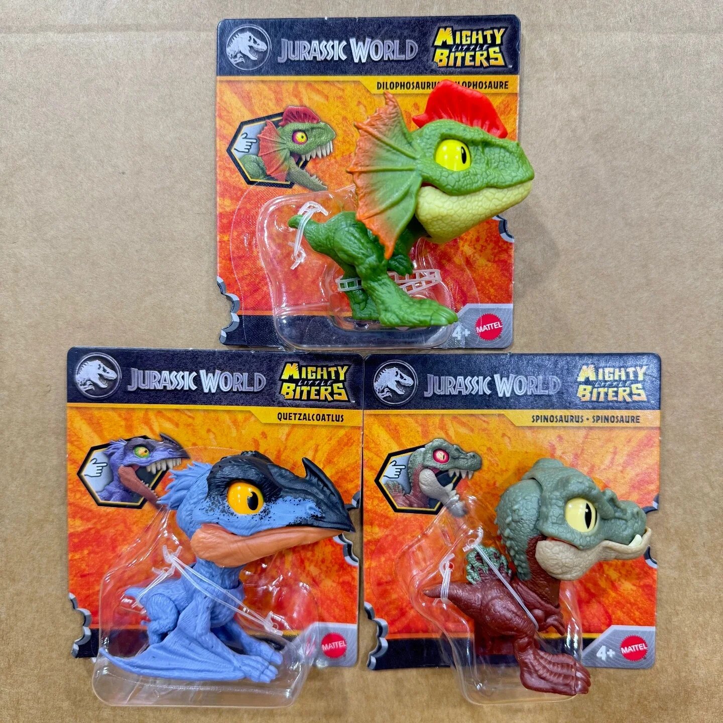 Оригинальные новые мини-игрушки Mattel Jurassic World Mighty Little Biters Dinosaur SPINOSAURUS T-REX JFC86 для мальчиков, детские подарки