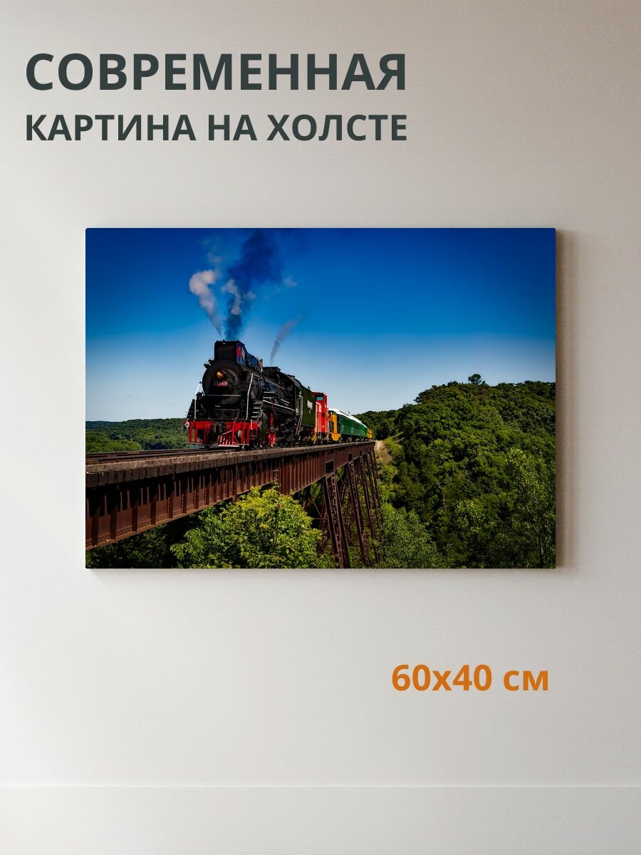 Картина на холсте Ретро поезд 60x40 см
