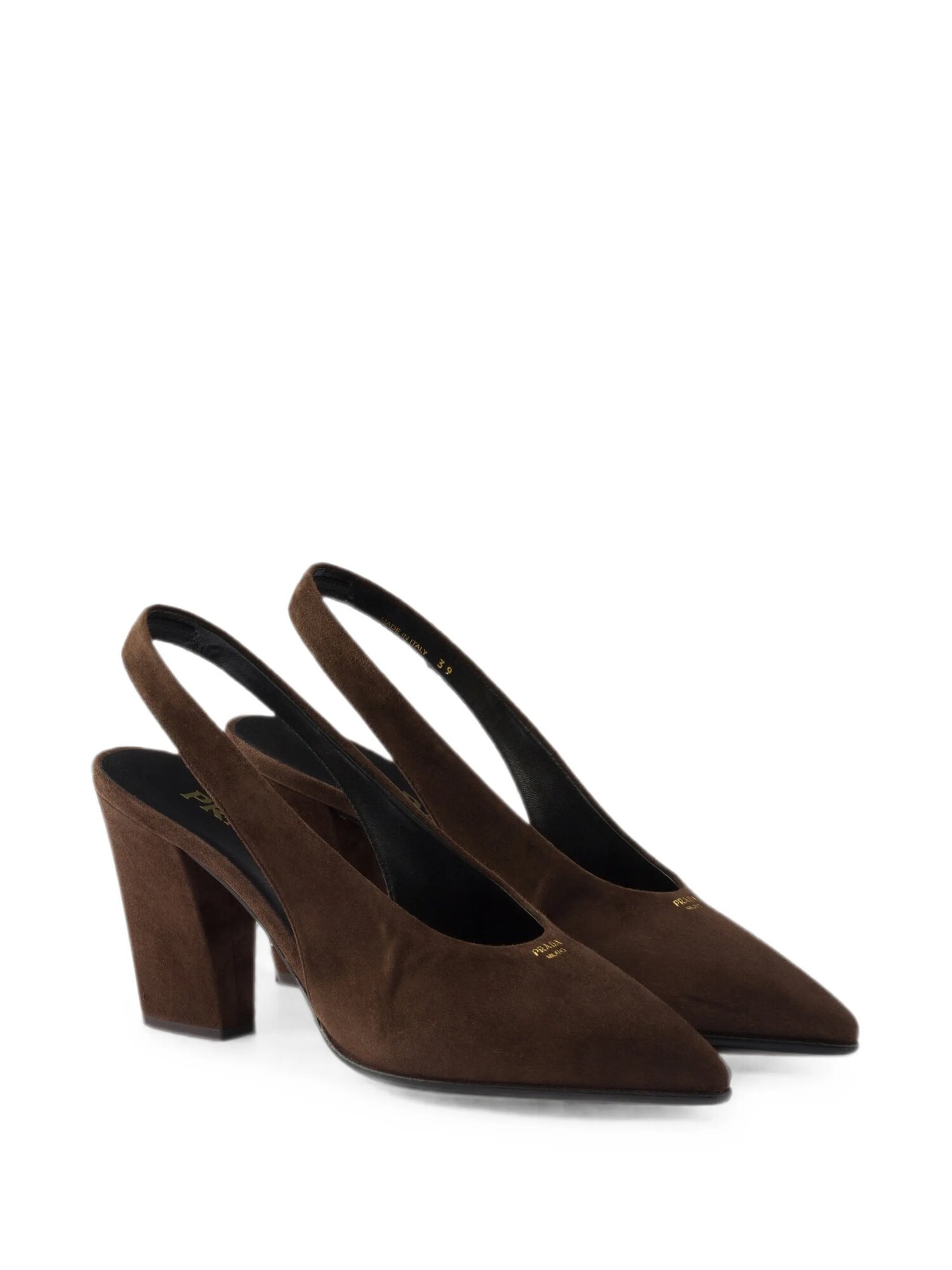 Туфли Prada Suede leather slingback pumps, размер 39.5 EU, коричневый — фото 1