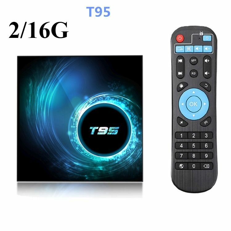 ТВ приставка T95 на Android 10 с 2 ГБ RAM и 16 ГБ, H616, WiFi, BT, с пультом, для дома, SMART TV box