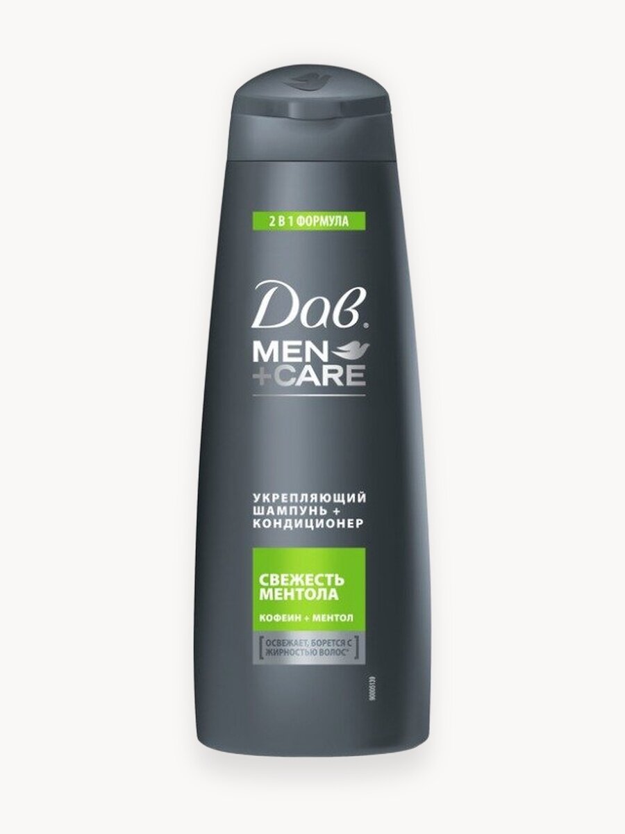 ДАВ Шампунь мужской и кондиционер для волос укрепляющий 2 в 1 Свежесть ментола 380 мл