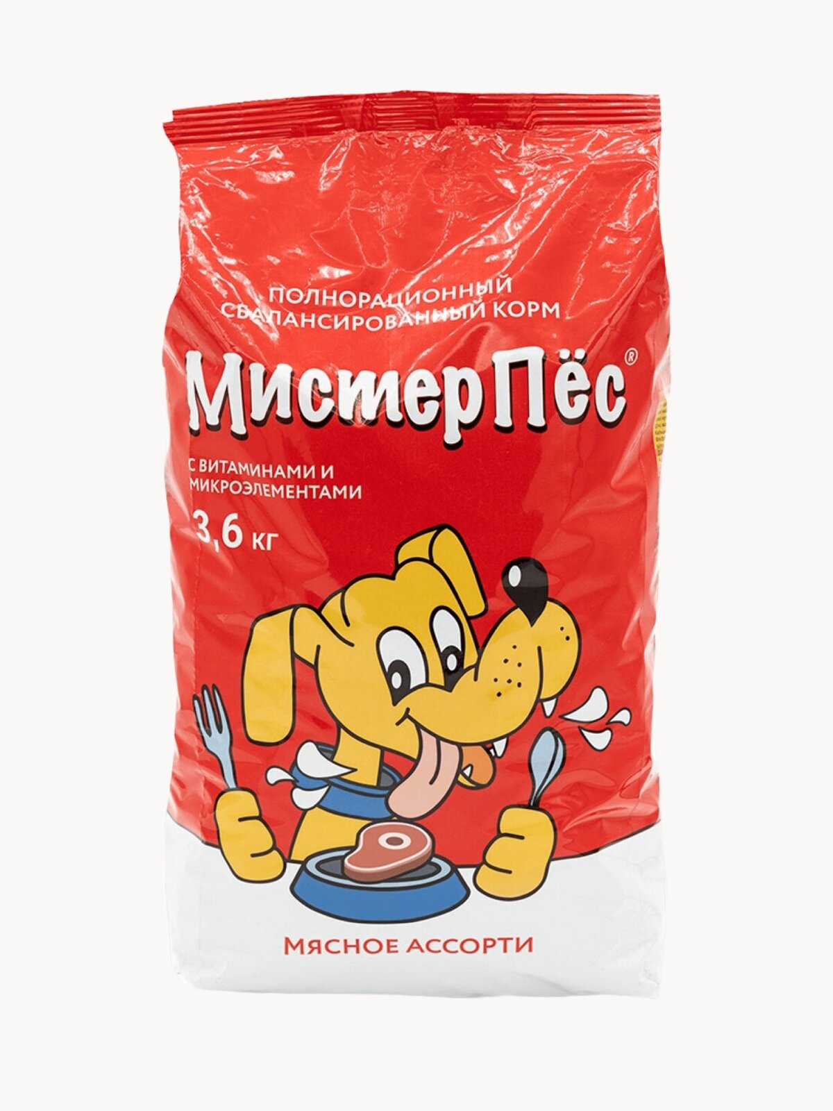 Сухой корм для взрослых собак всех пород Мистер Пёс, мясное ассорти, 3,6кг