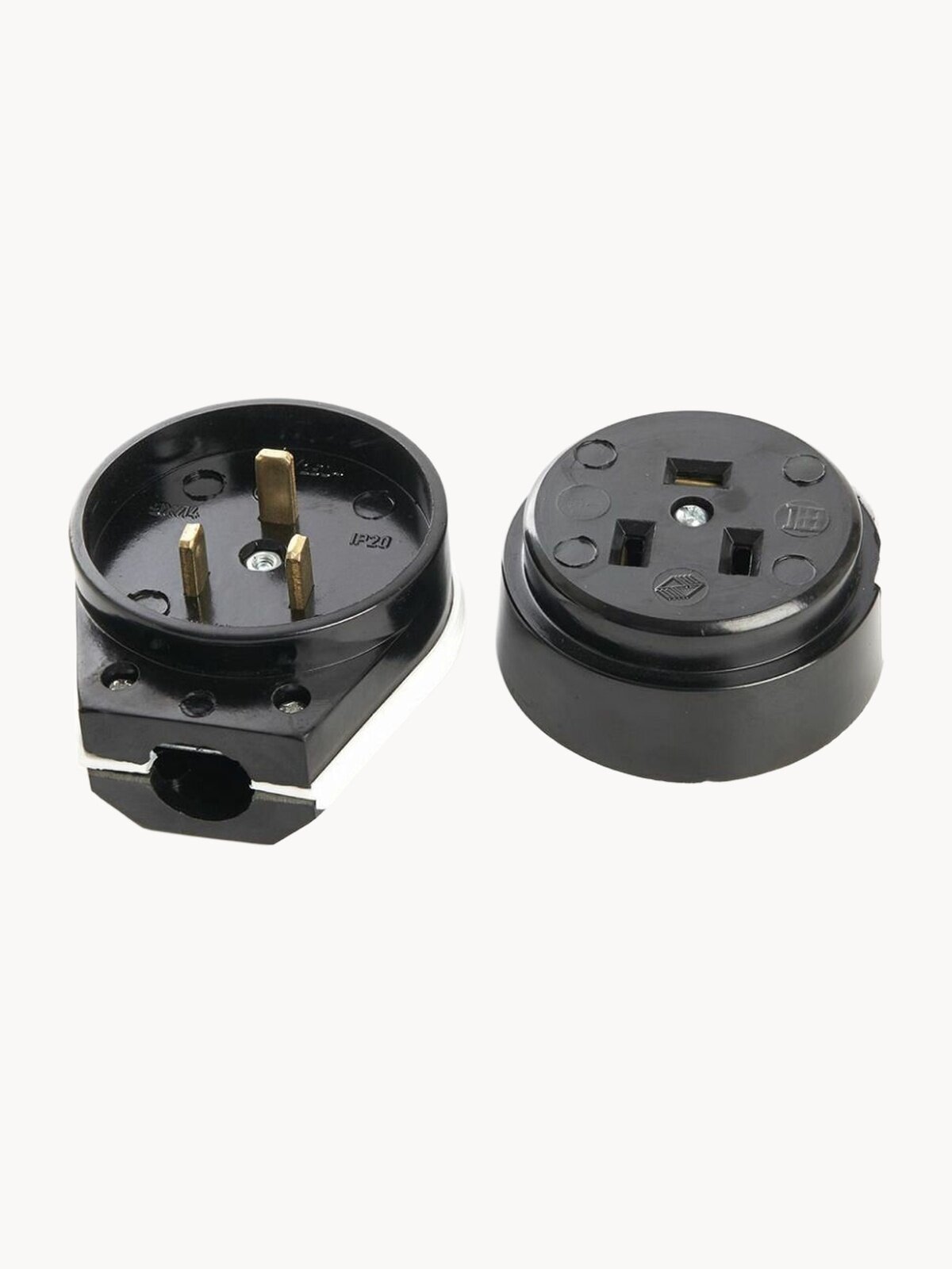 Вилка с розеткой для плит с/з разборные, открытой установки, 250В 32А, черный Stekker PPG32-51-20 39017