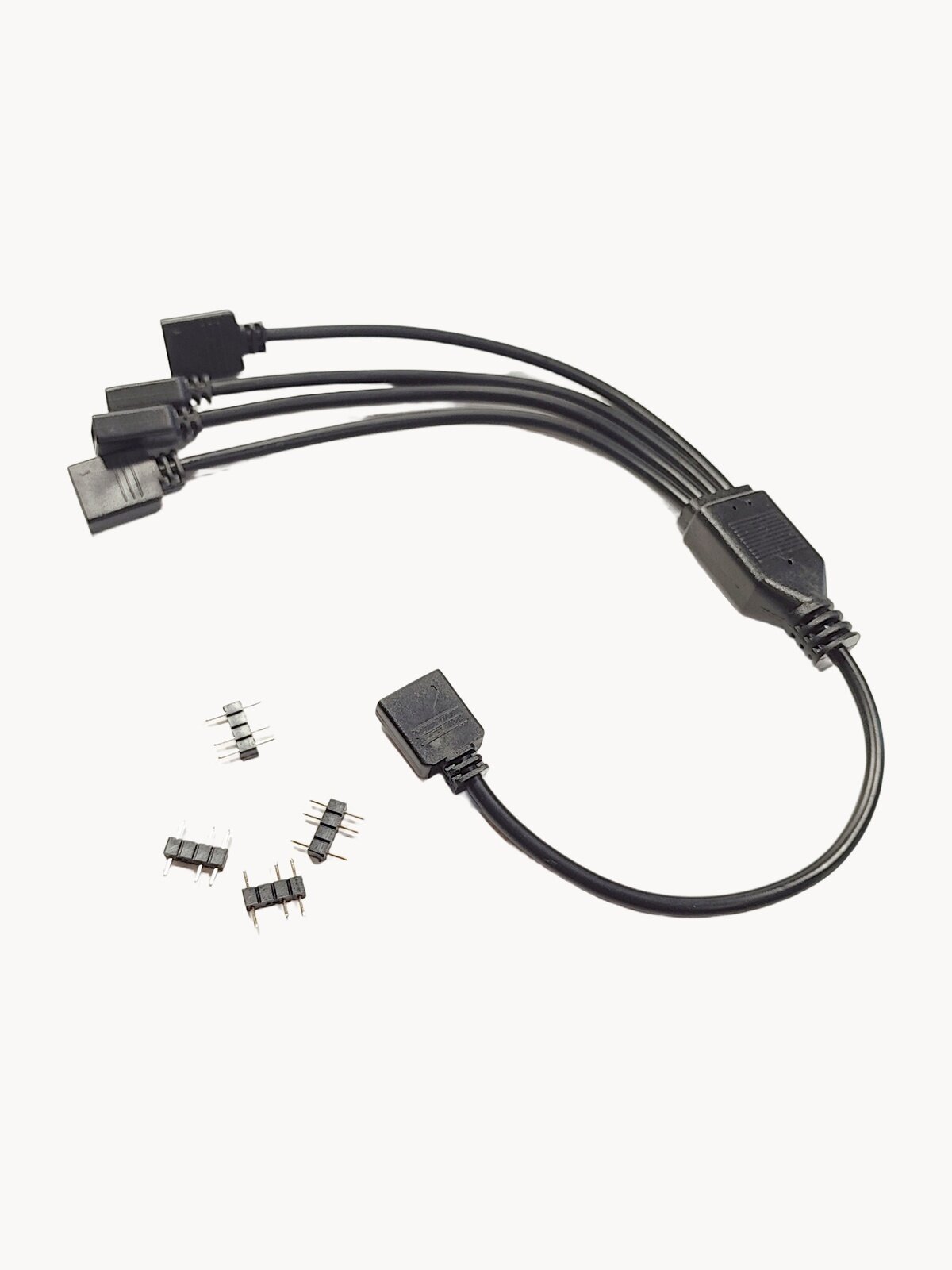 ARGB разветвитель для вентиляторов, кабель на 4 разъема/выхода 3PIN 5V, 30 см (чёрный)