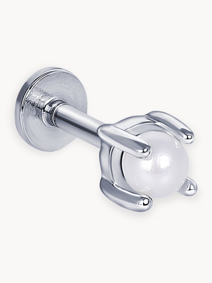 Пирсинг, серебро, 925 проба, родирование, жемчуг