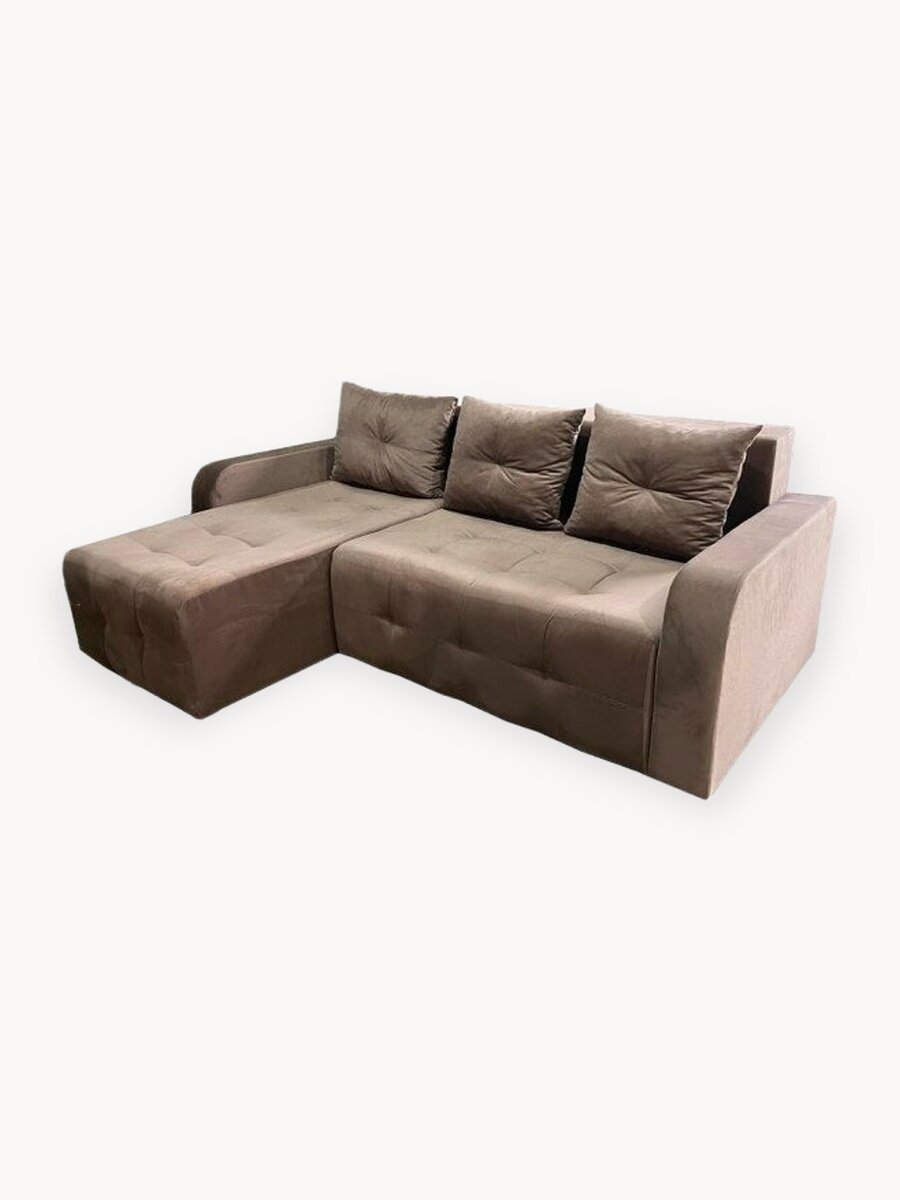 Диван угловой Вегас Люкс с левым углом (ппу, велюр cabrio, светло-коричневый)