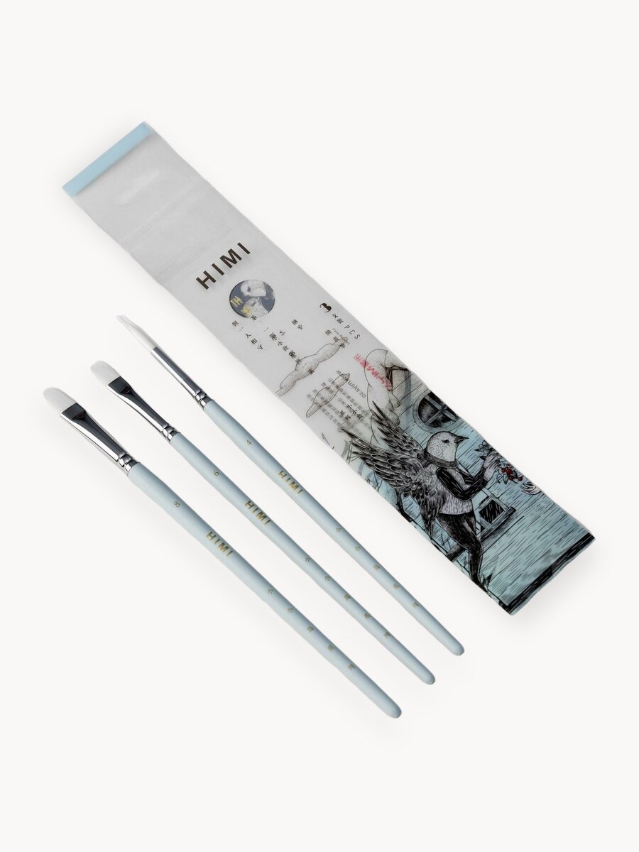 Кисти для рисования акварелью, гуашью, акрилом, набор 3 шт FC. ST.024/GREEN