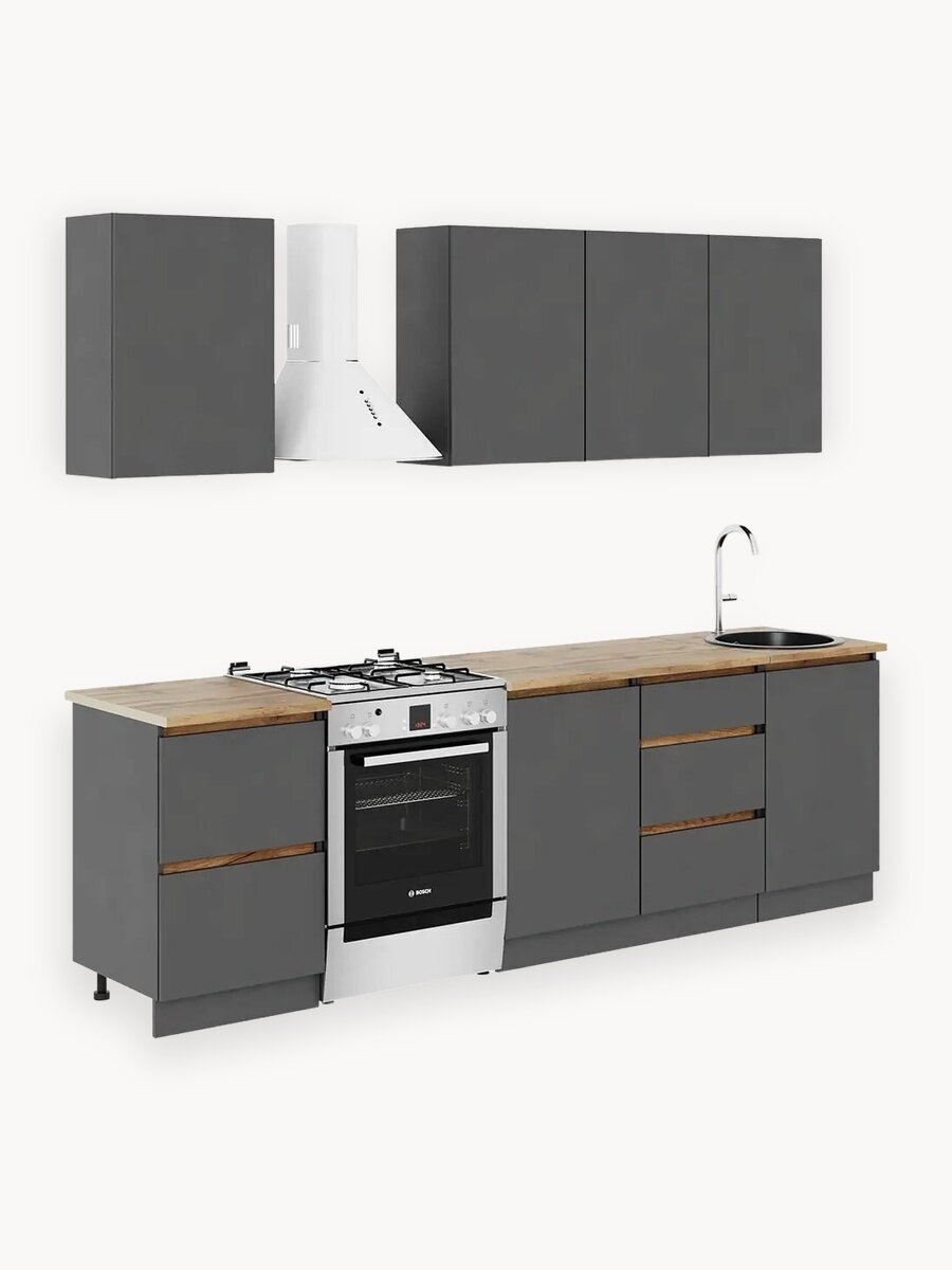 Кухня Айден 2,0 серый графит/серый графит (Интерьер-Центр)