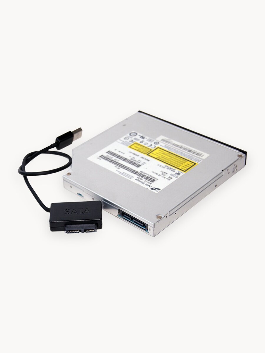 Адаптер-переходник USB 2.0 - SATA 6+7 pin для CD-ROM - черный