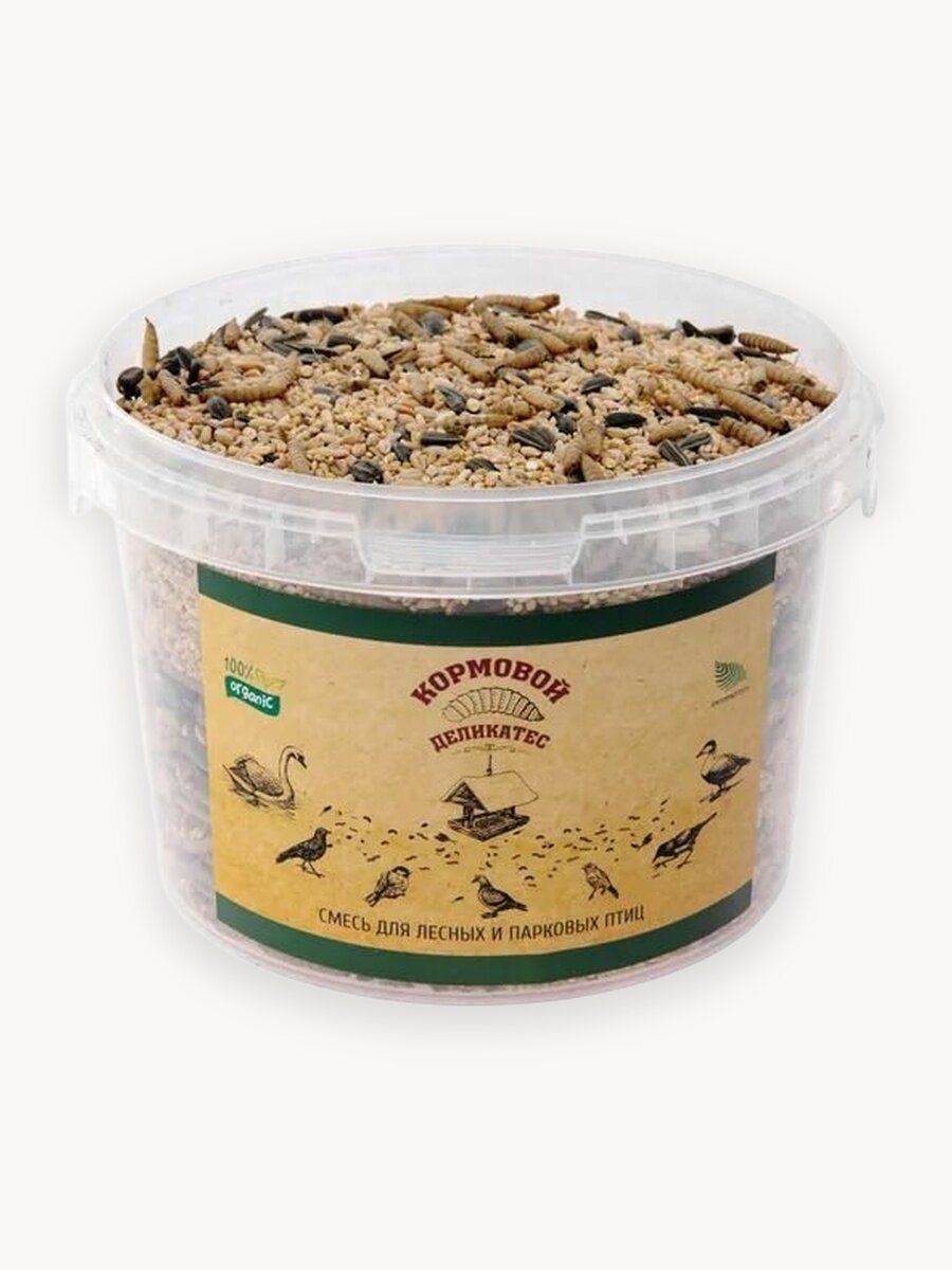 Корм для лесных и парковых птиц смесь семян и насекомых для птиц 3000 мл.