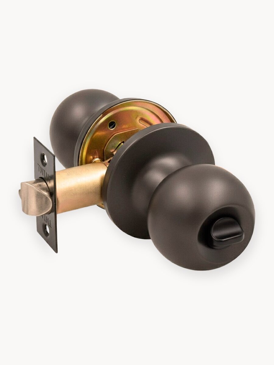 Ручка дверная межкомнатная с защелкой, фиксатором, без ключей, графит, серый + черный матовый Титан 706-03 GR