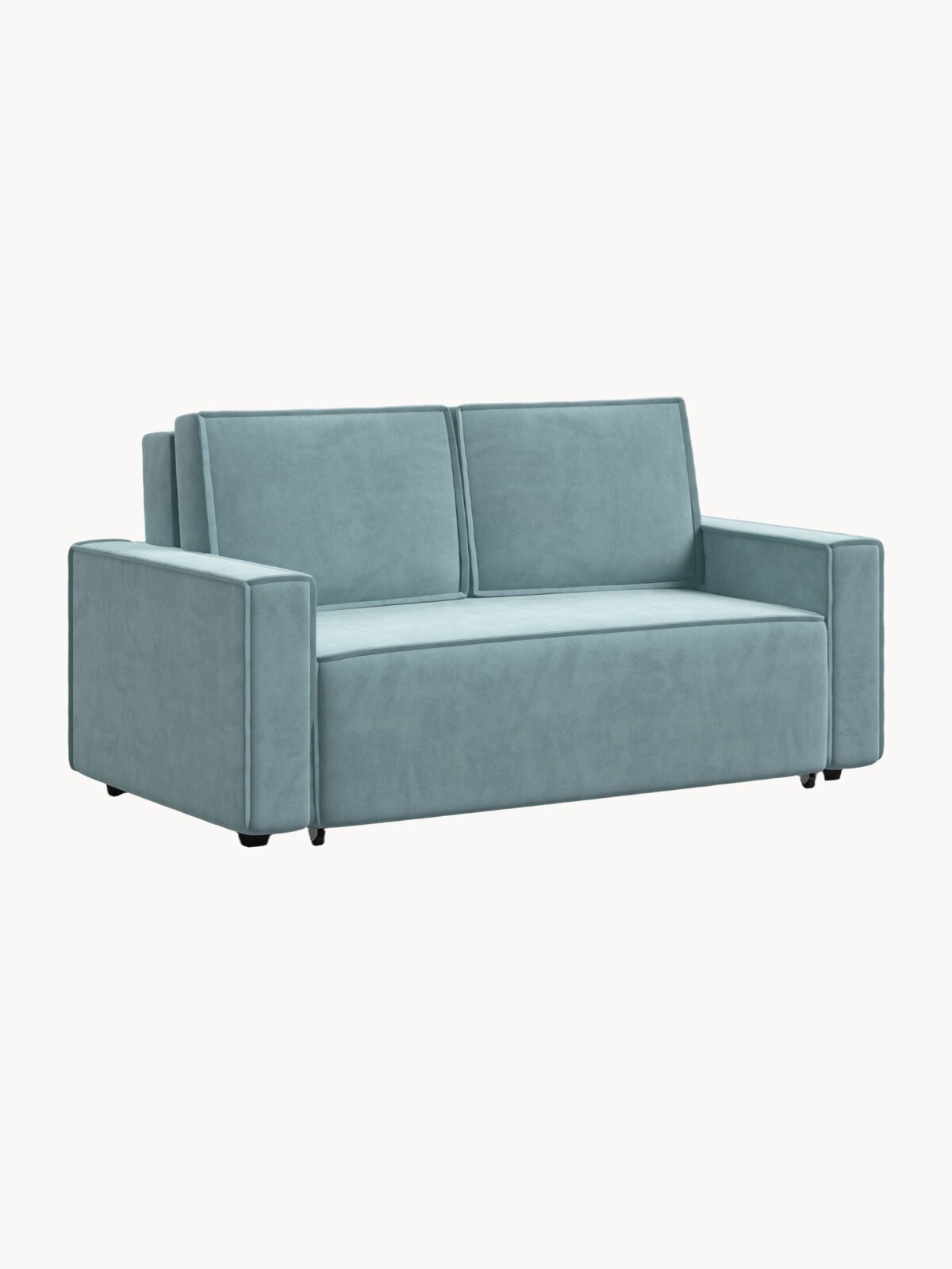 Диван-кровать Норд, двухместный, выкатной Изи Ролл, велюр Монолит Аква, 167x112x94 см