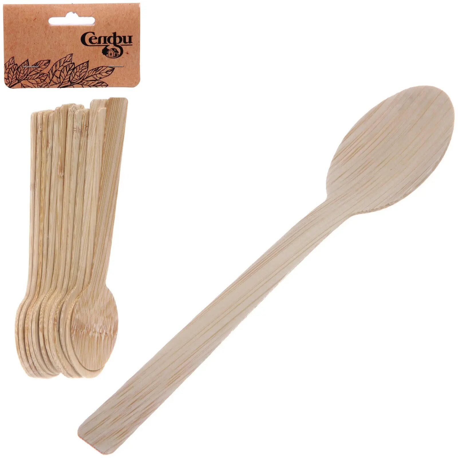 Ложка деревянная одноразовая "ЭкоСтиль", набор 12 шт, длина 20см