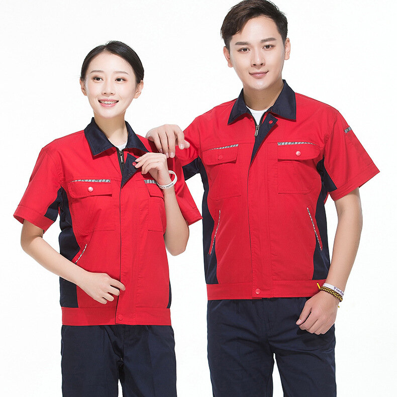 Летняя спецодежда, красная с темно-синим, 3XL, 185 см