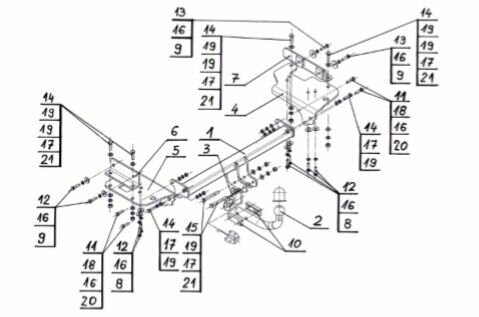 Фаркоп на Hyundai Tucson 2004-2010, Kia Sportage II 01/2005-07/2010 (паспорт и сертификат в комплекте)(без электрики) Steinhof. H-278