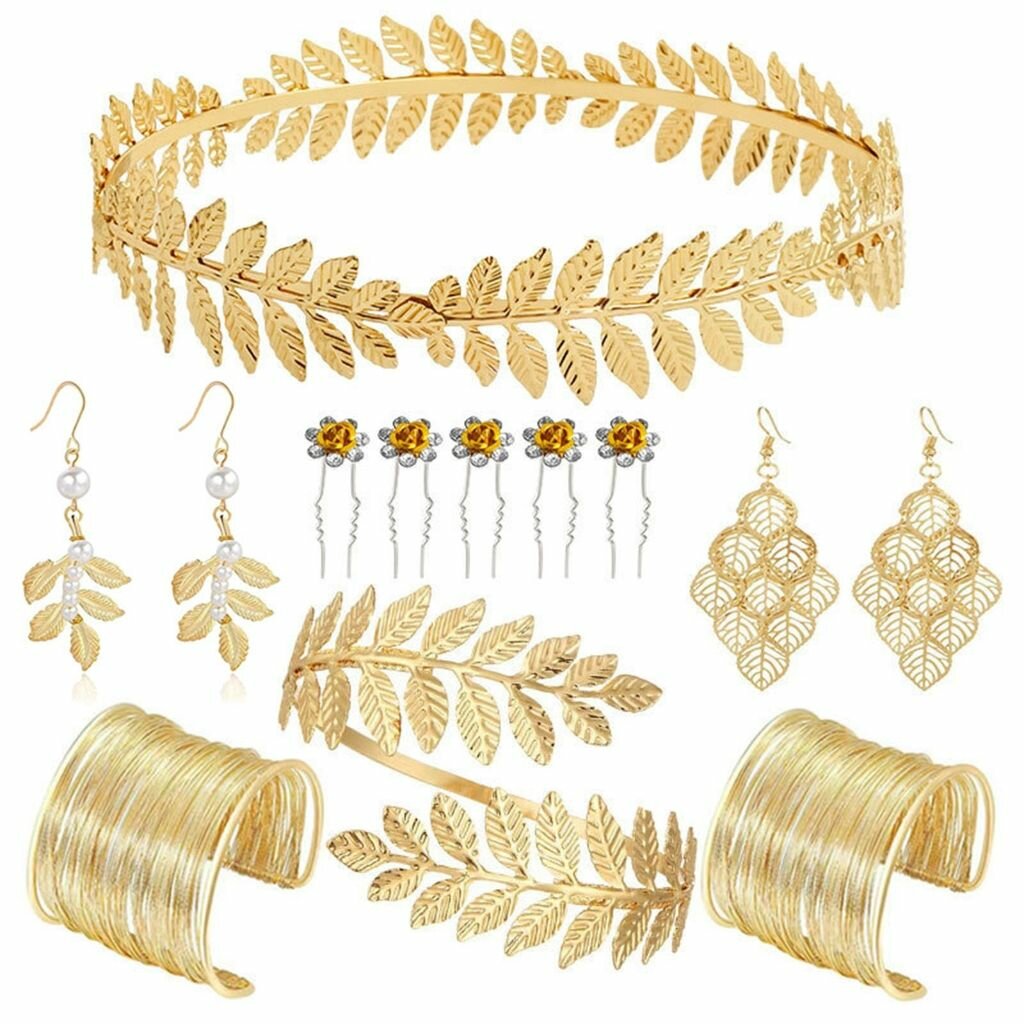 1 набор из 13 штук, браслетов для оголовья невесты греческой богини-набор оголовий с круглым листом