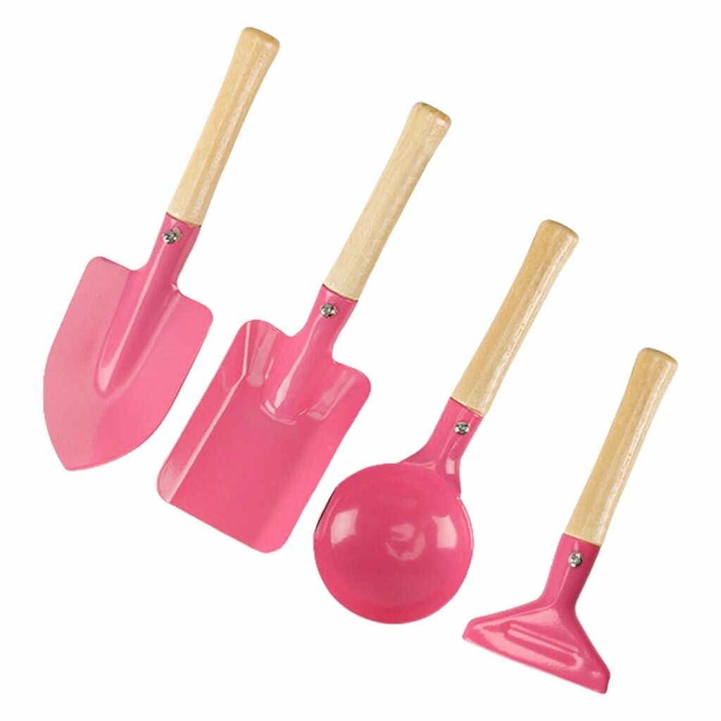Игрушки для песочницы, Детская лопатка для песочницы, инструменты для игры на пляже - розовый, набор из 4 предметов