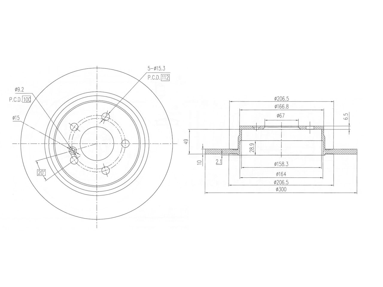 UNIO BRD-20303 (A2044230612 / A2044230912 / A2044231512) диск тормозной задний mercedes-benz c-class (204) 07-, (Комплект 2 штуки)
