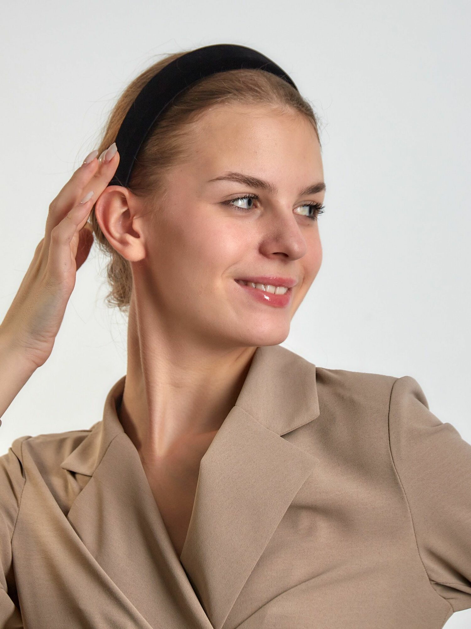 Стильный объемный бархатный ободок для волос, женский черный