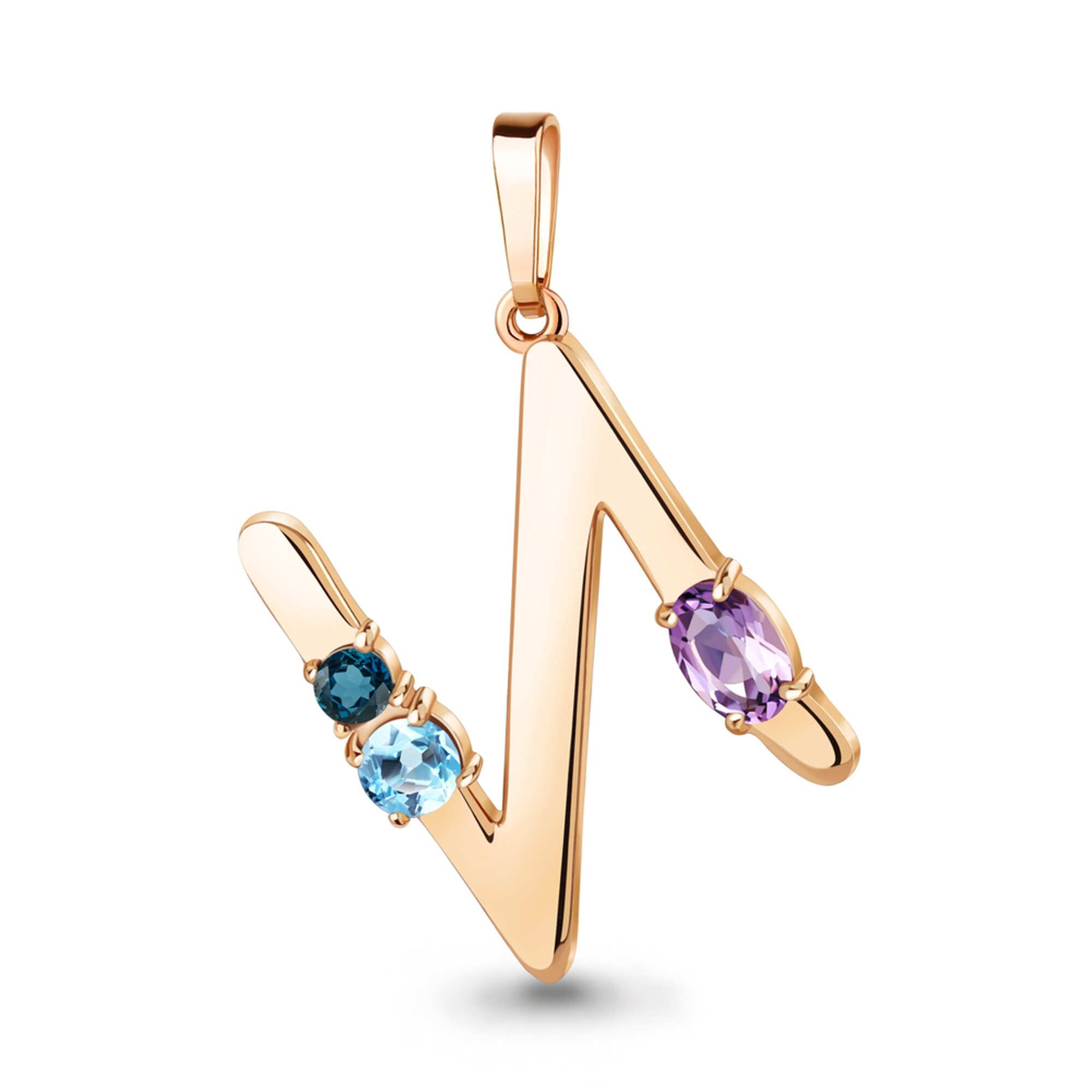 Подвеска, серебро, 925 проба, золочение, топаз, Лондон топаз, аметист