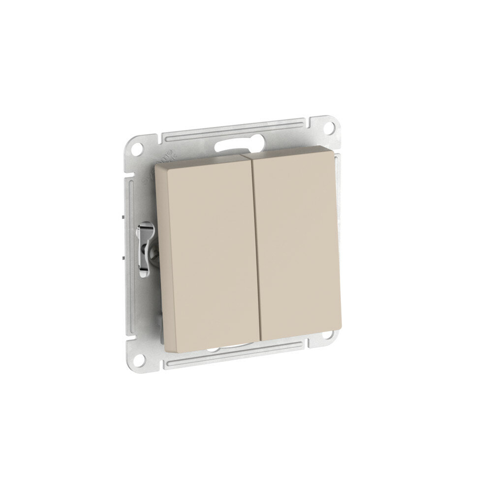 Systeme Electric AtlasDesign Песочный Выключатель 2-клавишный, сх.5, 10АХ, механизм, быстрозажимные клеммы, ATN001251S