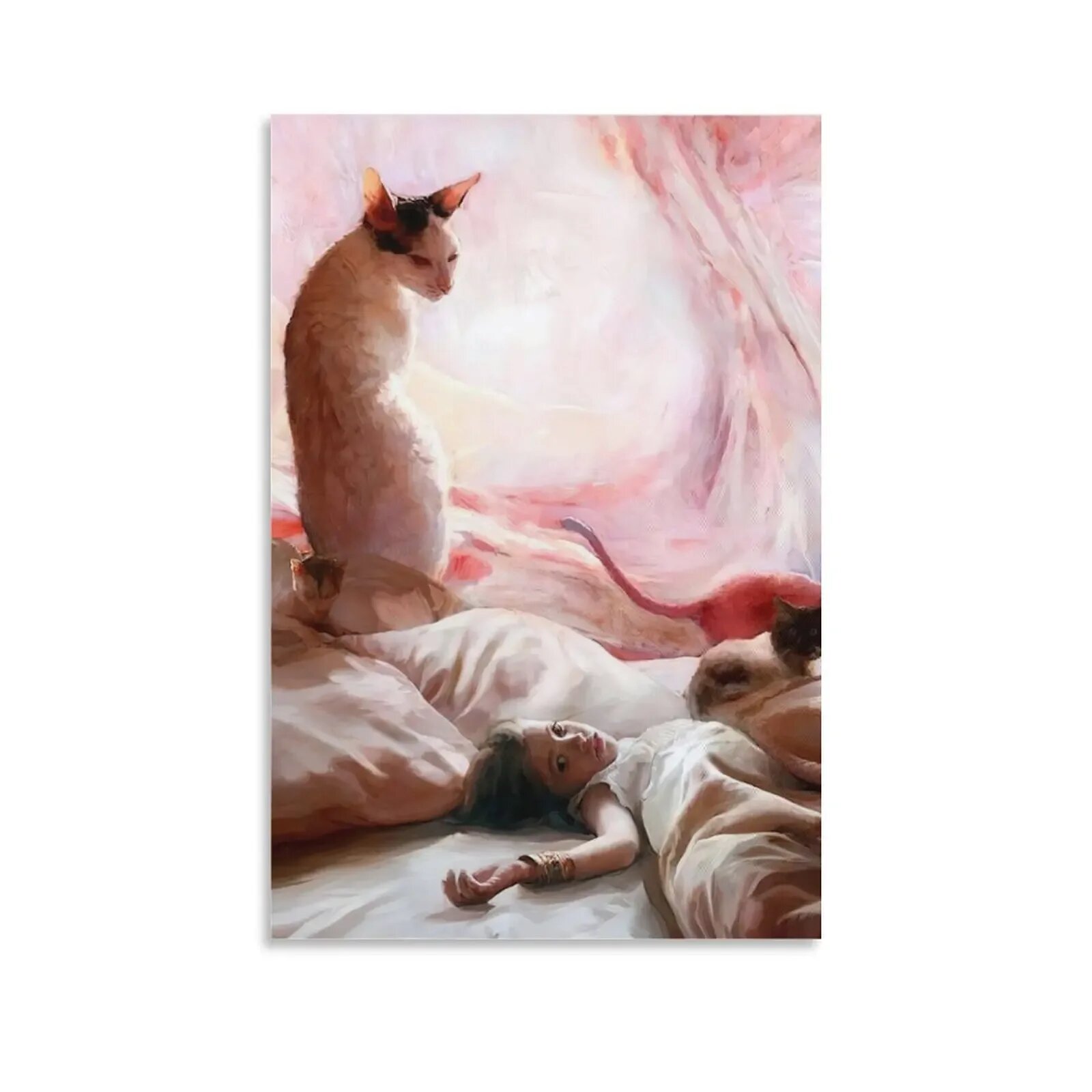 Guillermo Lorca Cats розовая картина на холсте, винтажный домашний декор, украшения для дома и организация, аксессуары для украшения дома, 20x30in(50x75cm), Розовый