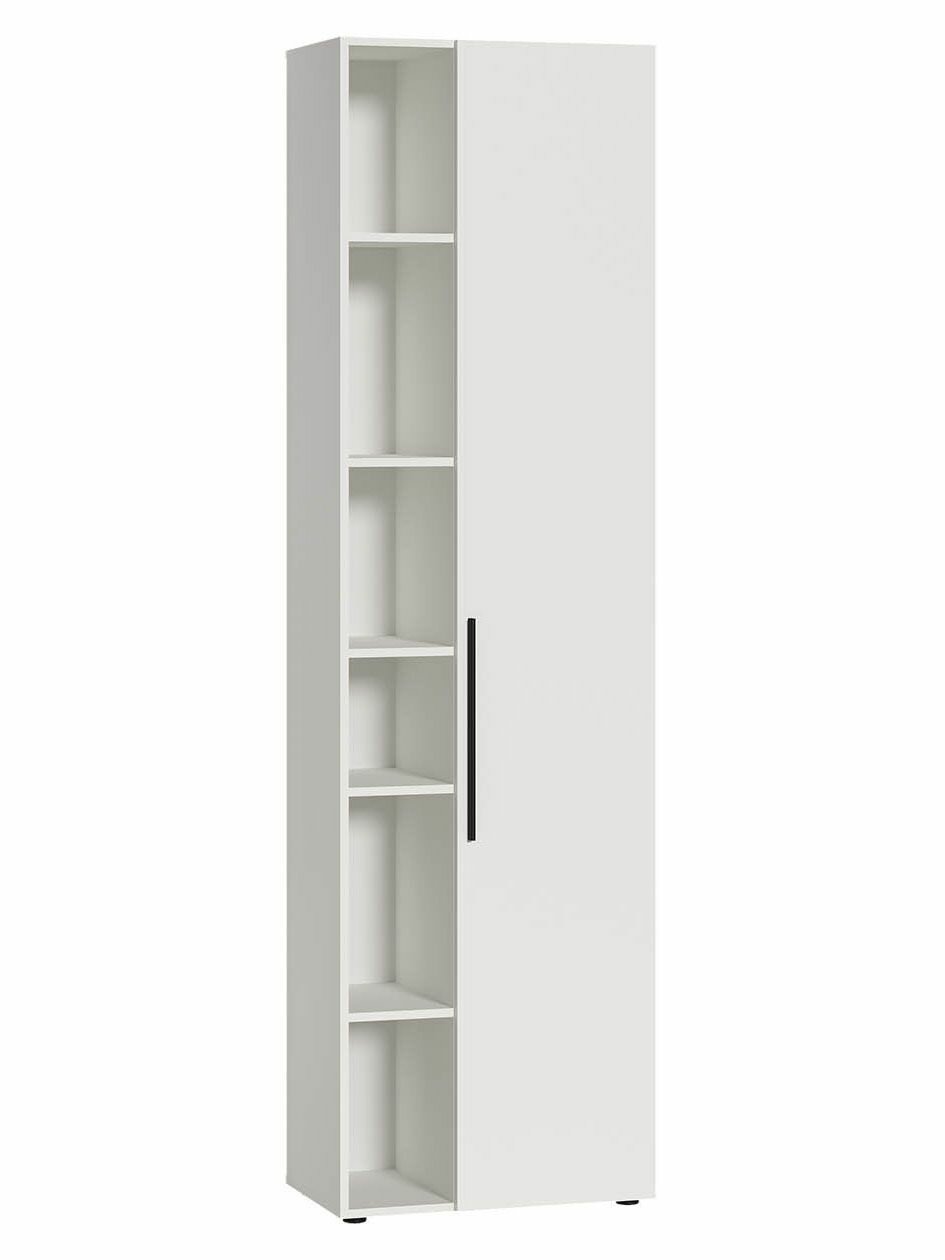 Распашной шкаф для одежды и хранения вещей Эйр с полками, 62х38.1х219.5 см, Белый шагрень