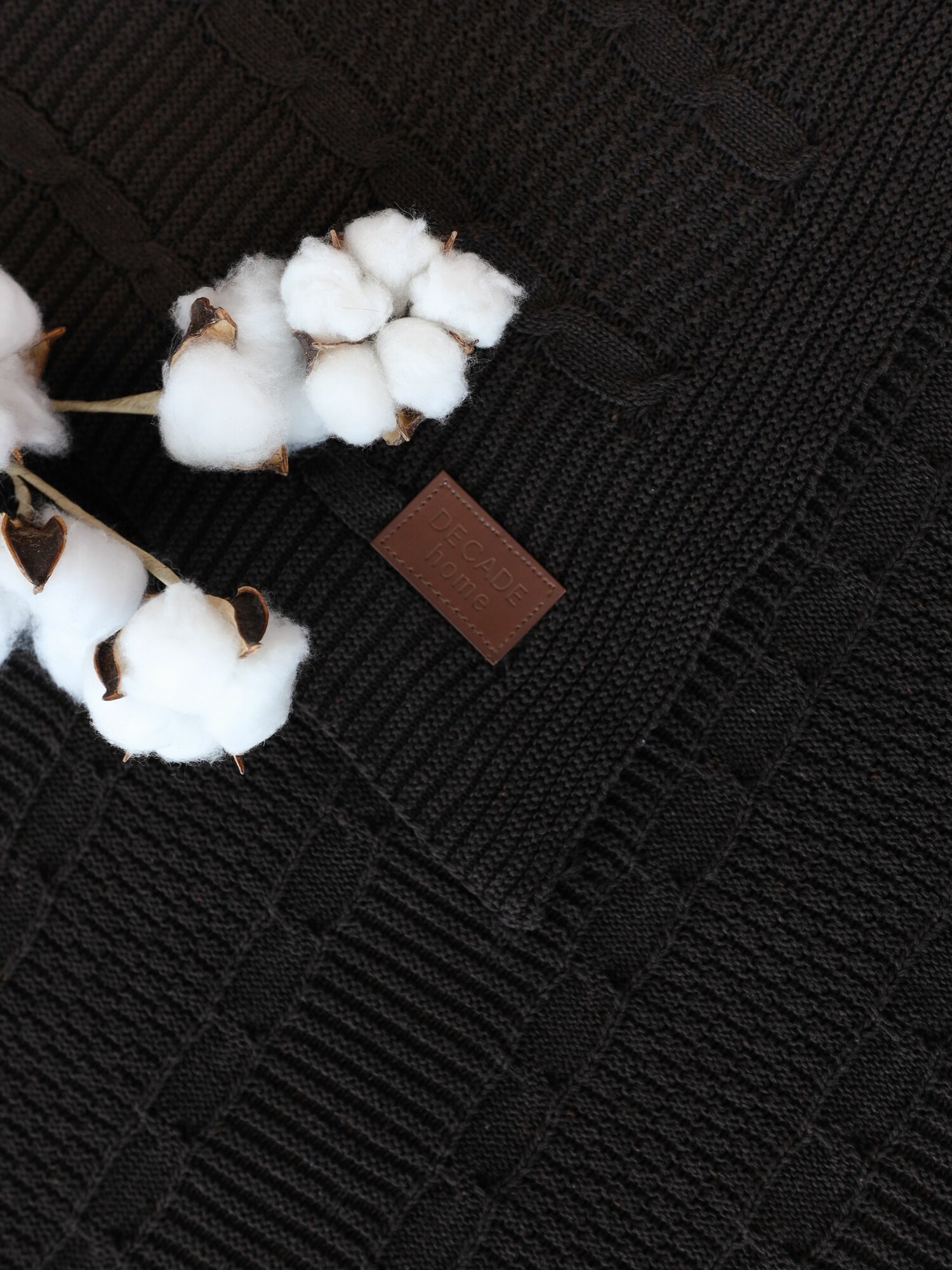 Плед DECADE home, вязаный, хлопок, 2-спальный, для уюта дома и дачи