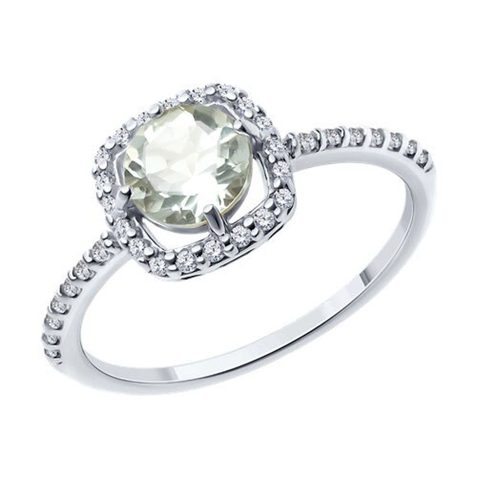 Кольцо, серебро, 925 проба, родирование, фианит, аметист