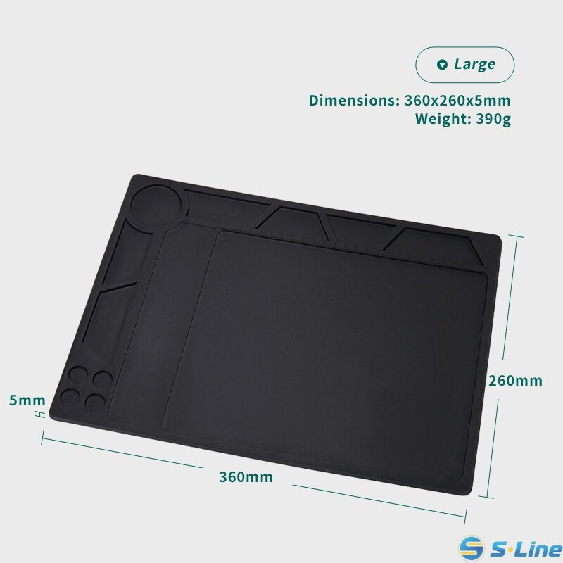 Антистатический силиконовый коврик большой S-Line. Размер 360х260, 11 ячеек разного размера
