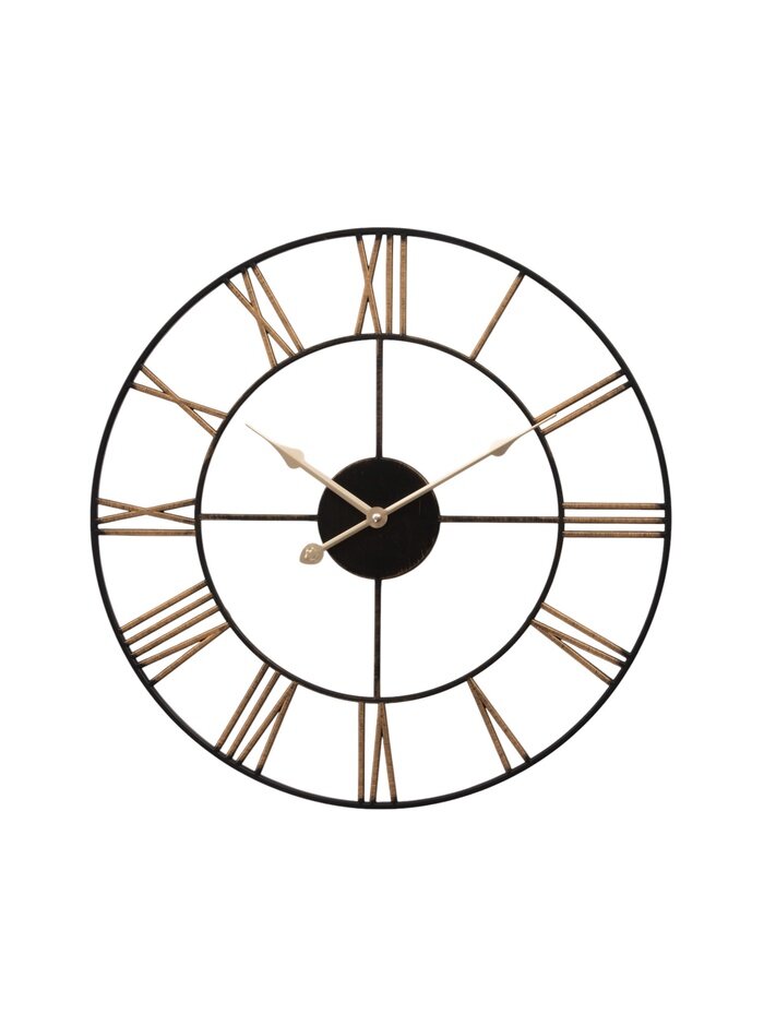 Часы настенные интерьерные, Лофт, бесшумные, плавный ход, d=47.5 см, корпус чёрный с бронзой