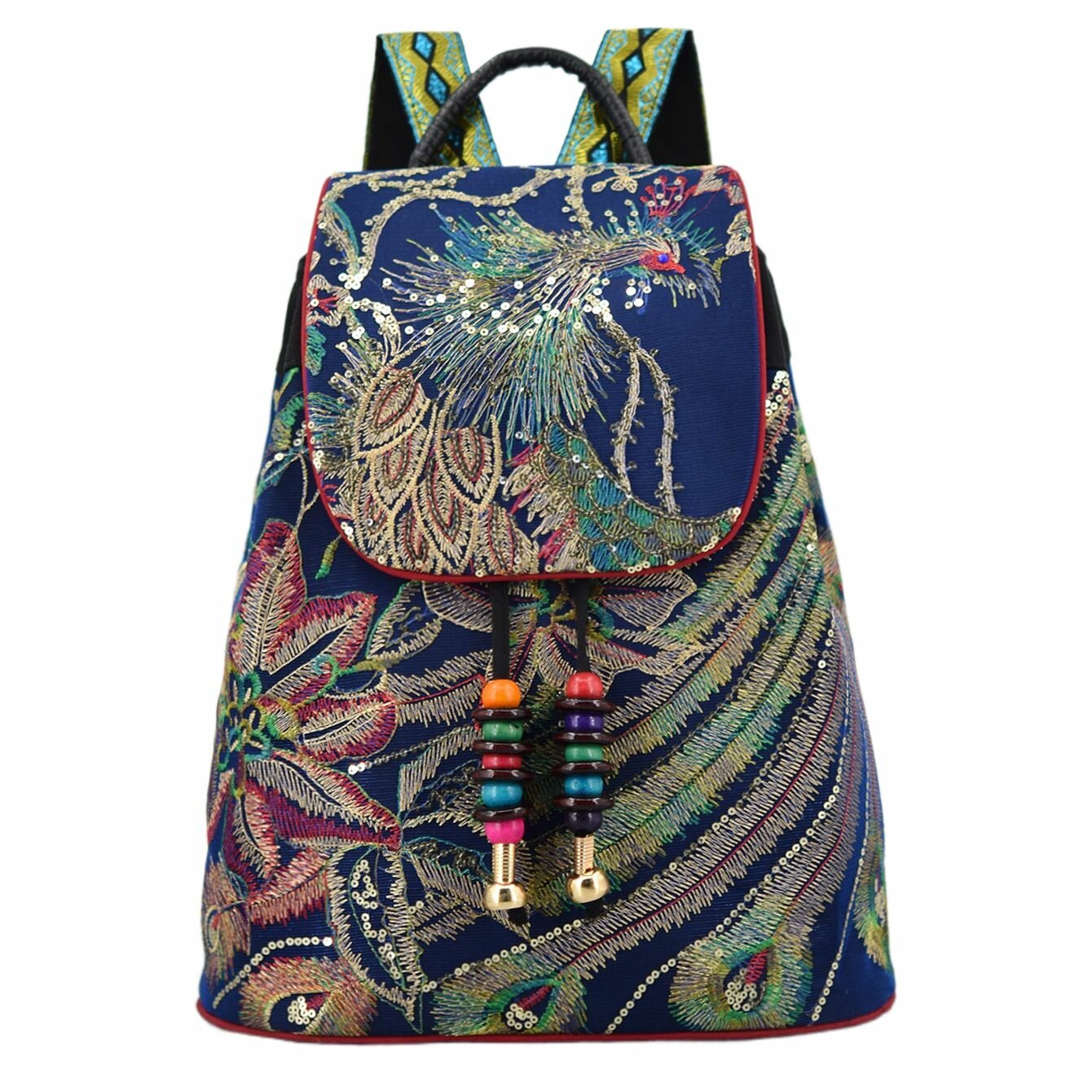 Женский рюкзак в национальном стиле с вышивкой, холщовый, для ноутбука 15 дюймов, менее 20 литров