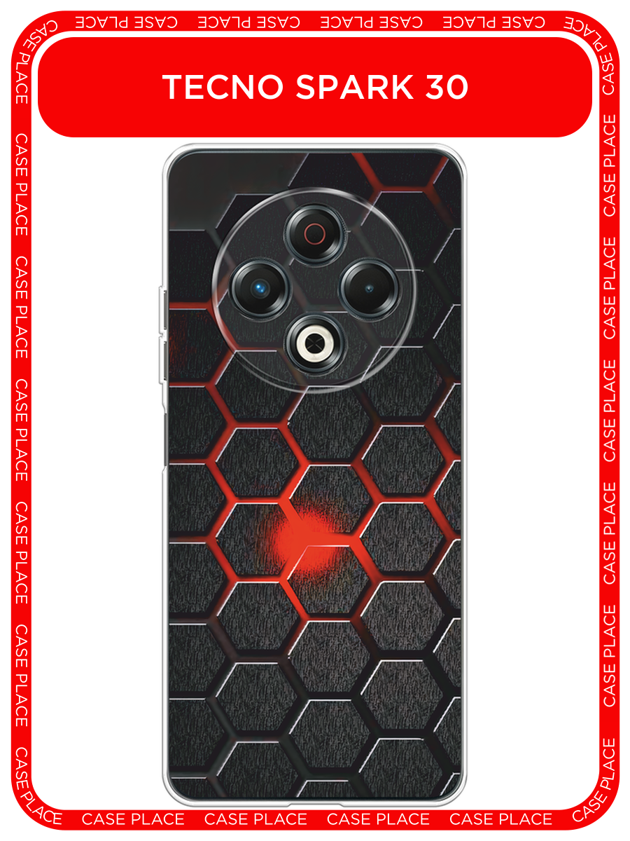Чехол на Tecno Spark 30 / Текно Спарк 30 с принтом Соты красные