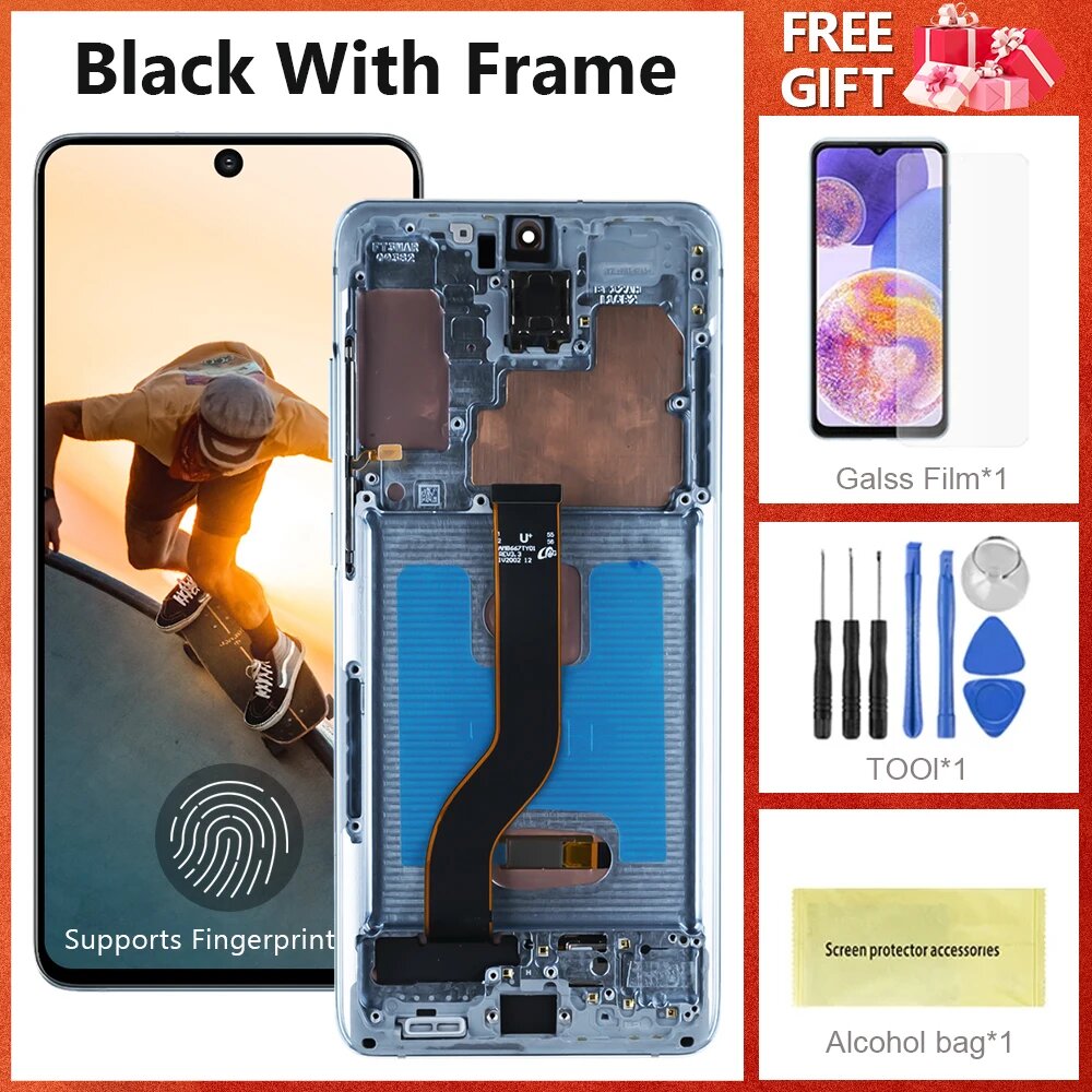 6,7-дюймовый AMOLED для Samsung S20 PLUS ЖК-дисплей G985 G985F G985F/DS G986 ЖК-экран S20 + 5G с отпечатками пальцев и дигитайзером в сборе