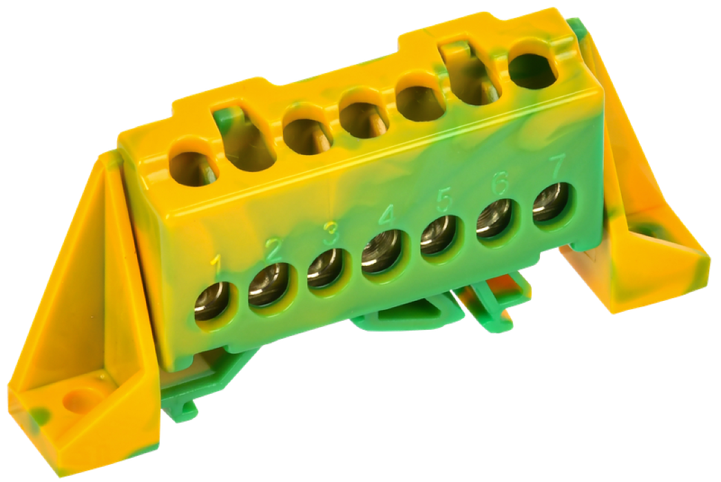 Шина IEK / ИЭК Tekfor PE земля в комбинированном DIN-изоляторе стойка, 6х9-7-ЖЗ, 100А / соединитель проводов