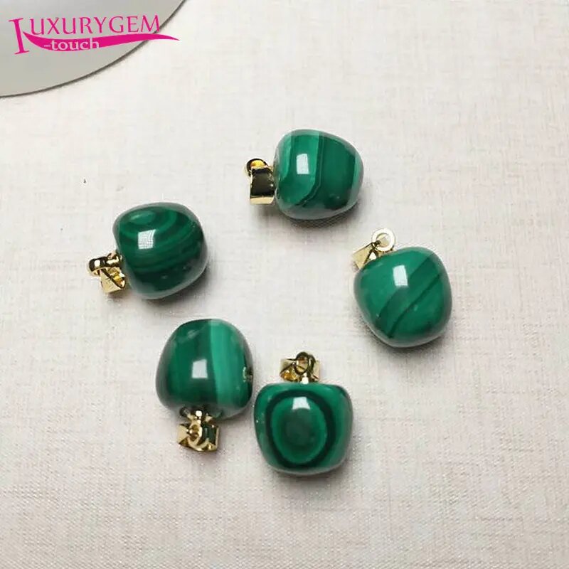 Натуральный зеленый малахит подвеска яблоки aw125 Yellow Chain