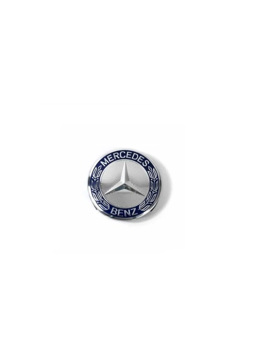 Колпачок, заглушка на диск колеса Mercedes-Benz 75мм. (синий с хромом)