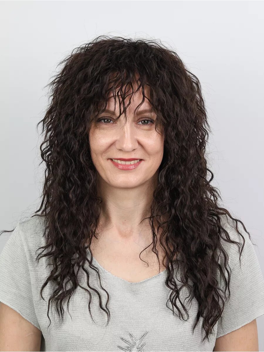 Парик кудрявый длинный мокрая химия мокко