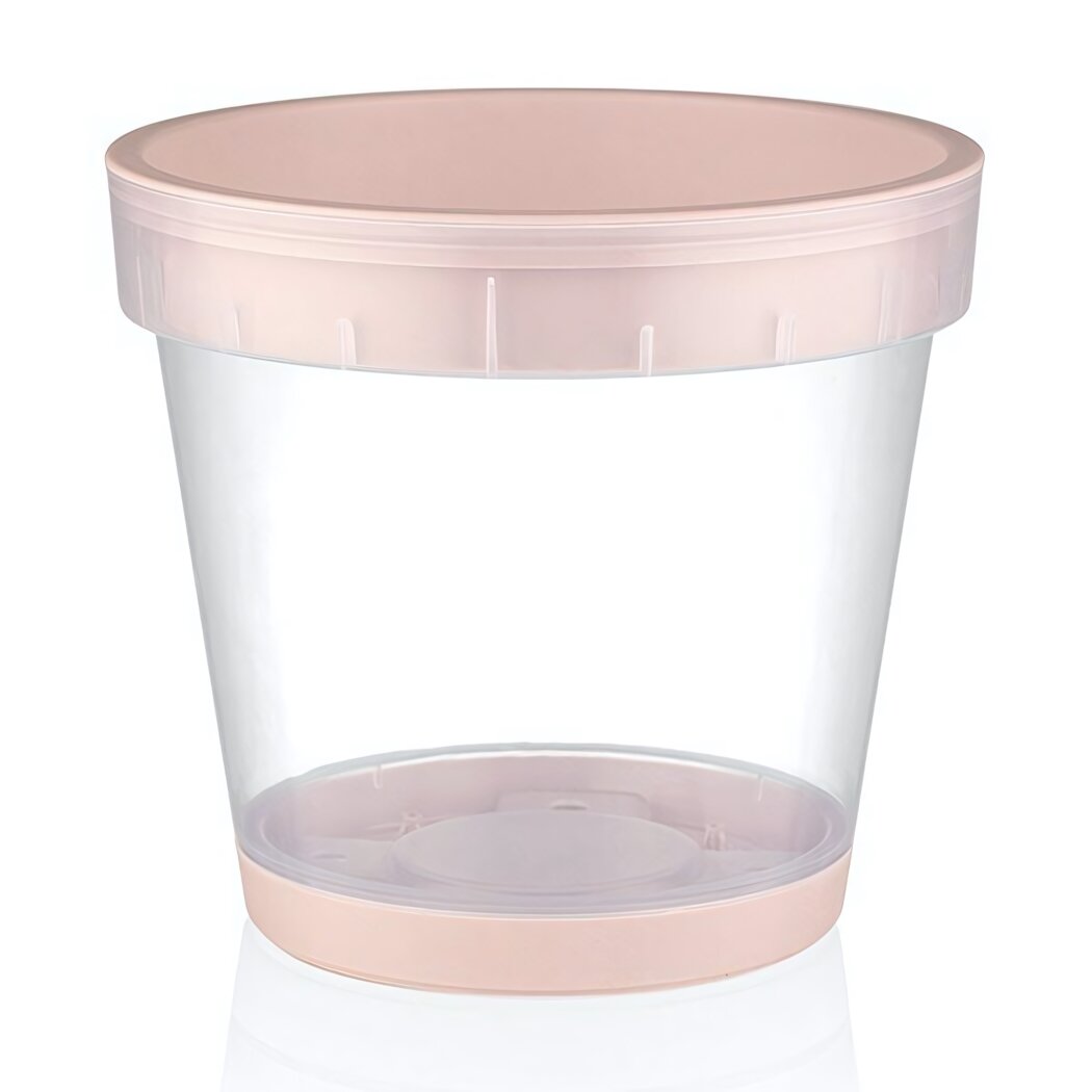 Горшок для орхидеи 2,3 л, прозрачный с розовым верхом, удобный