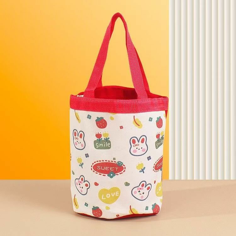 Милая сумка-ведро с граффити, цилиндрическая сумка с принтом, холщовая сумка для обеда, корейский стиль, ручная сумка для девочек, сумка для мамы