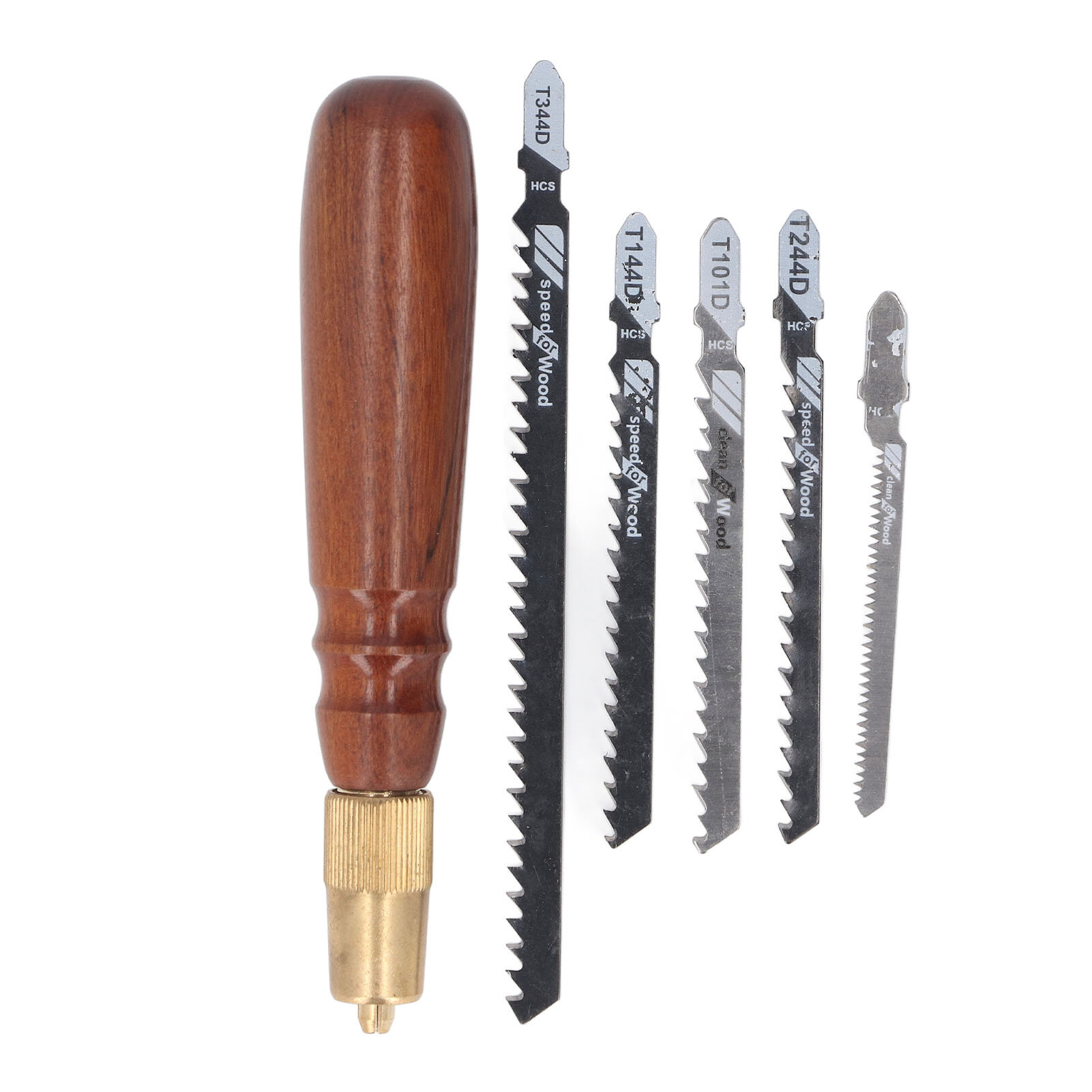 Деревянная рукоятка для пилы с 5 сменными пильными полотнами, съемная нескользящая рукоятка для деревообработки и садовых работ.