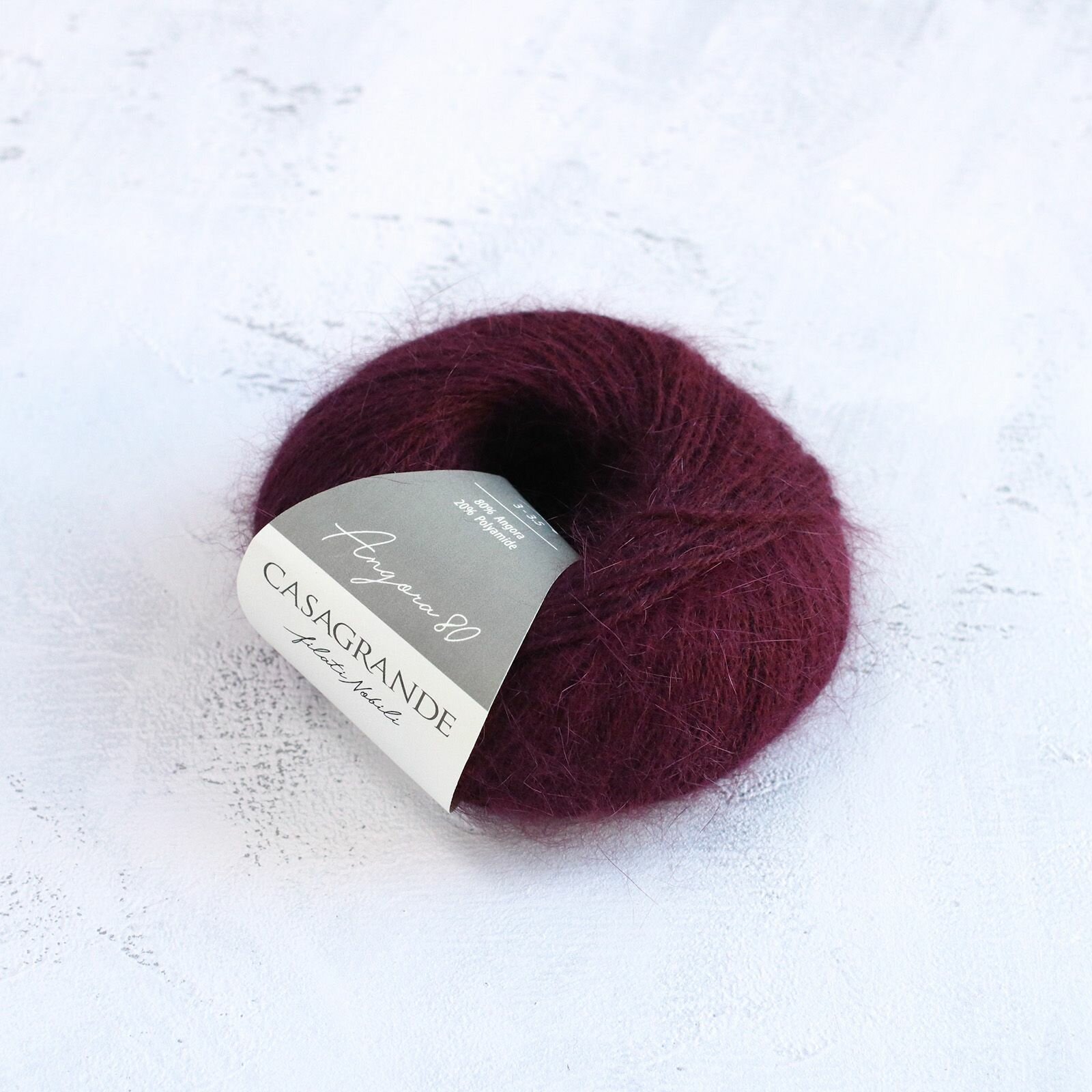 Пряжа для вязания Casagrande Angora 80 (010 Bordo 687 ) 1 моток 25 г/112м