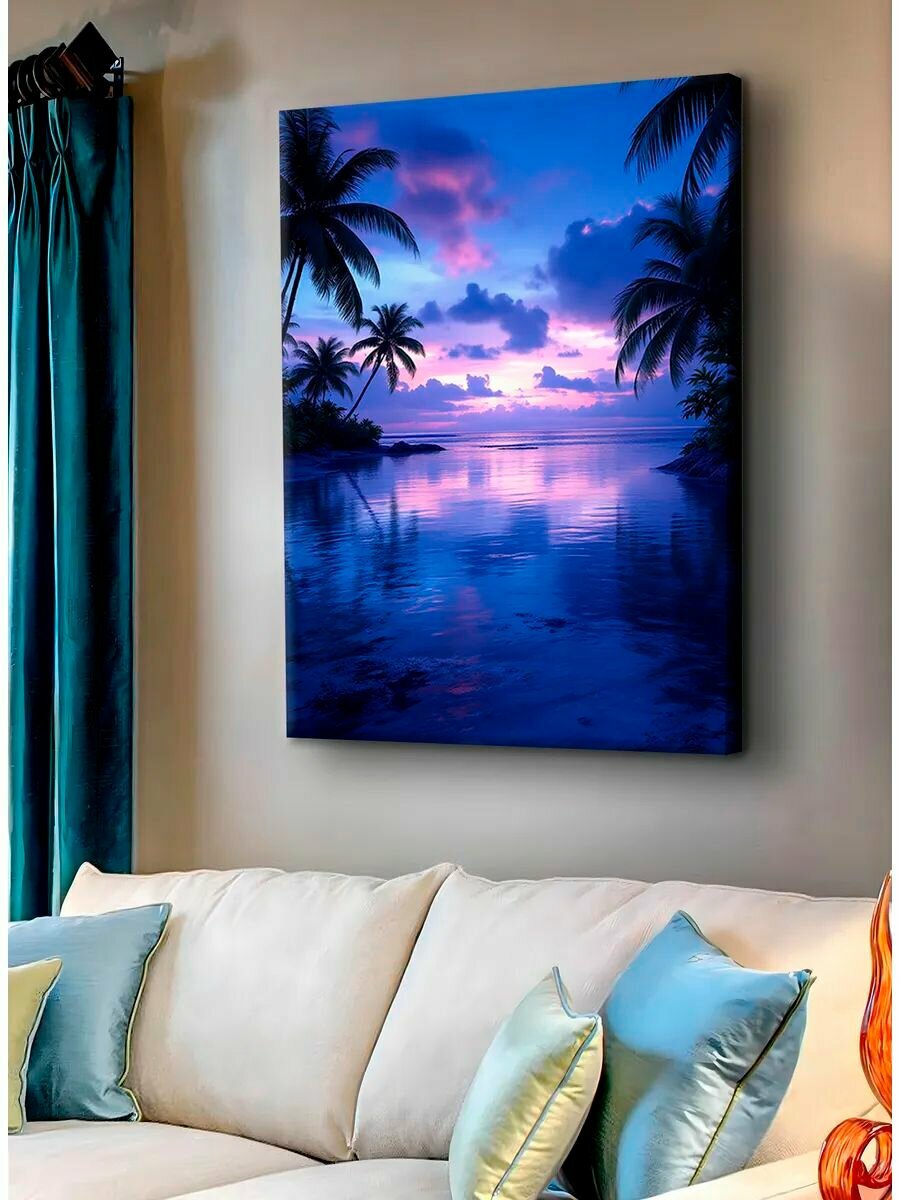 Картина "Ночное побережье", для интерьера 30х40см 1шт.