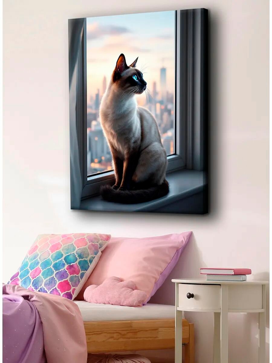 Картина "Сиамская кошка", на стену 50х70см 1шт.