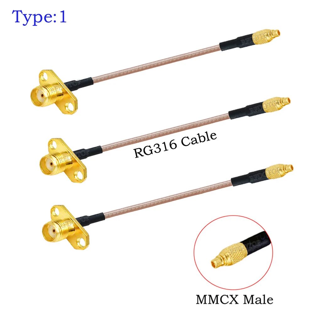 RFDOTOP RG316 SMA Female to MMCX Cable 10CM, SMA F2 to MMCX M