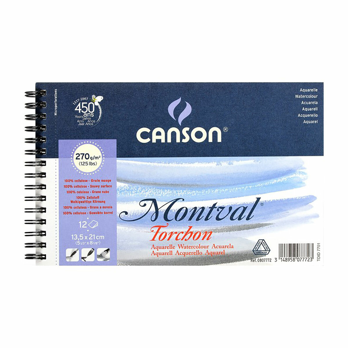 Canson альбом для акварели 270 г/м2 13,5x21 см на спирали 12 листов среднезернистая